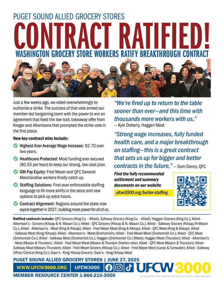 Puget Sound Allied Grocery Stores Contract Ratified! — UFCW 3000