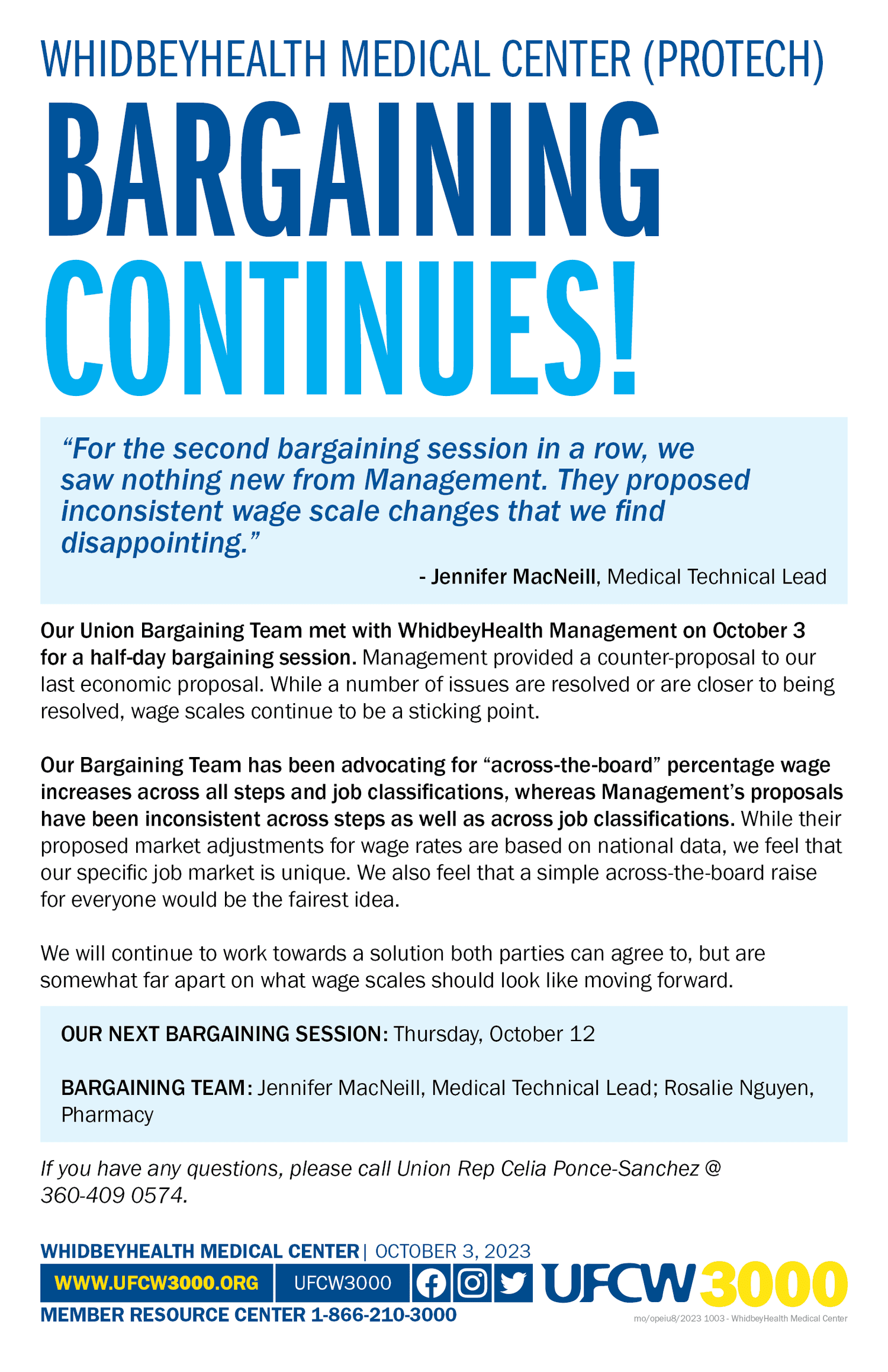 WhidbeyHealth Medical Center (ProTech) - Bargaining Continues! — UFCW 3000