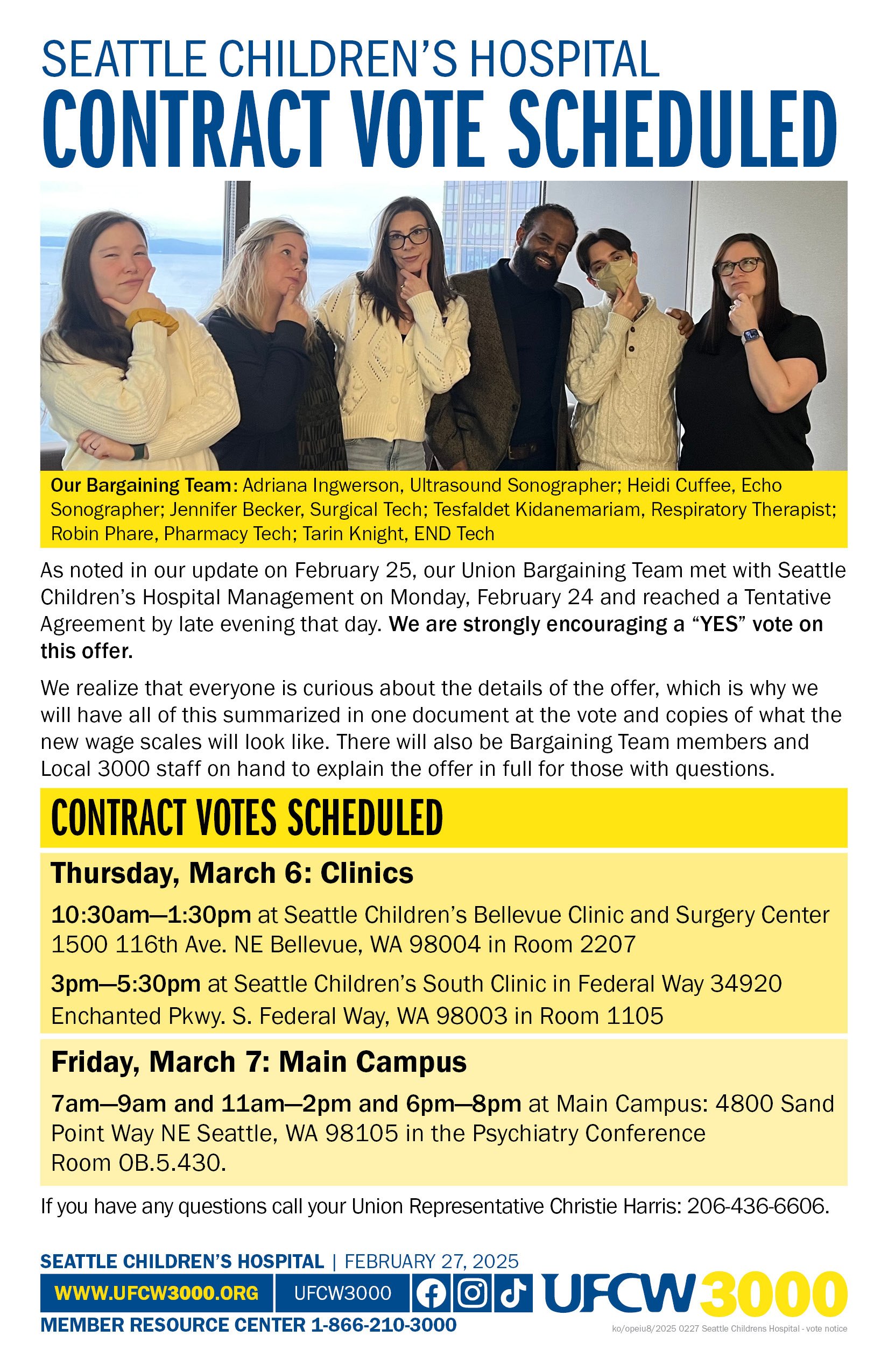 Seattle Children’s Hospital Contract Vote Scheduled — UFCW 3000
