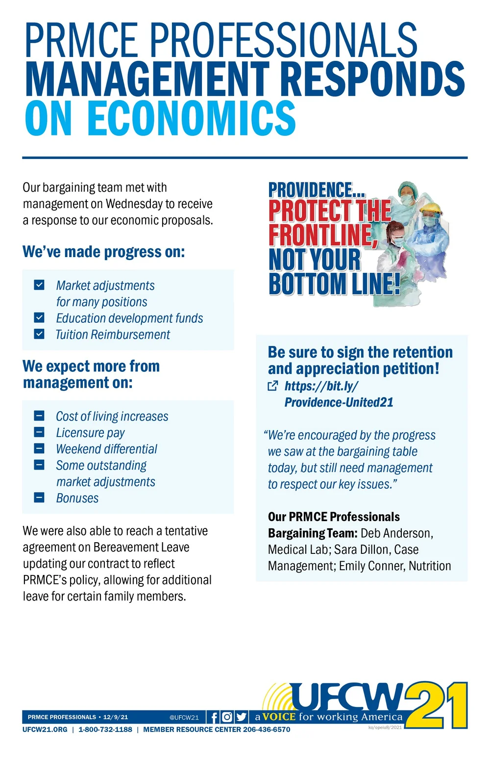 PRMCE Professionals - Management Responds on Economics — UFCW 3000