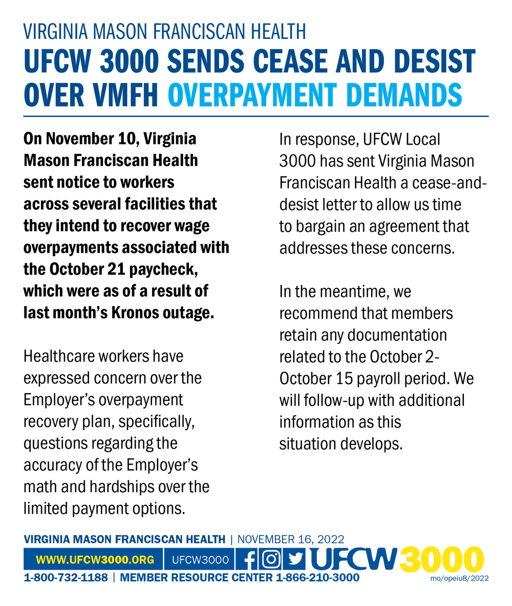 Virginia Mason Franciscan Health - UFCW 3000 sends cease and desist ...