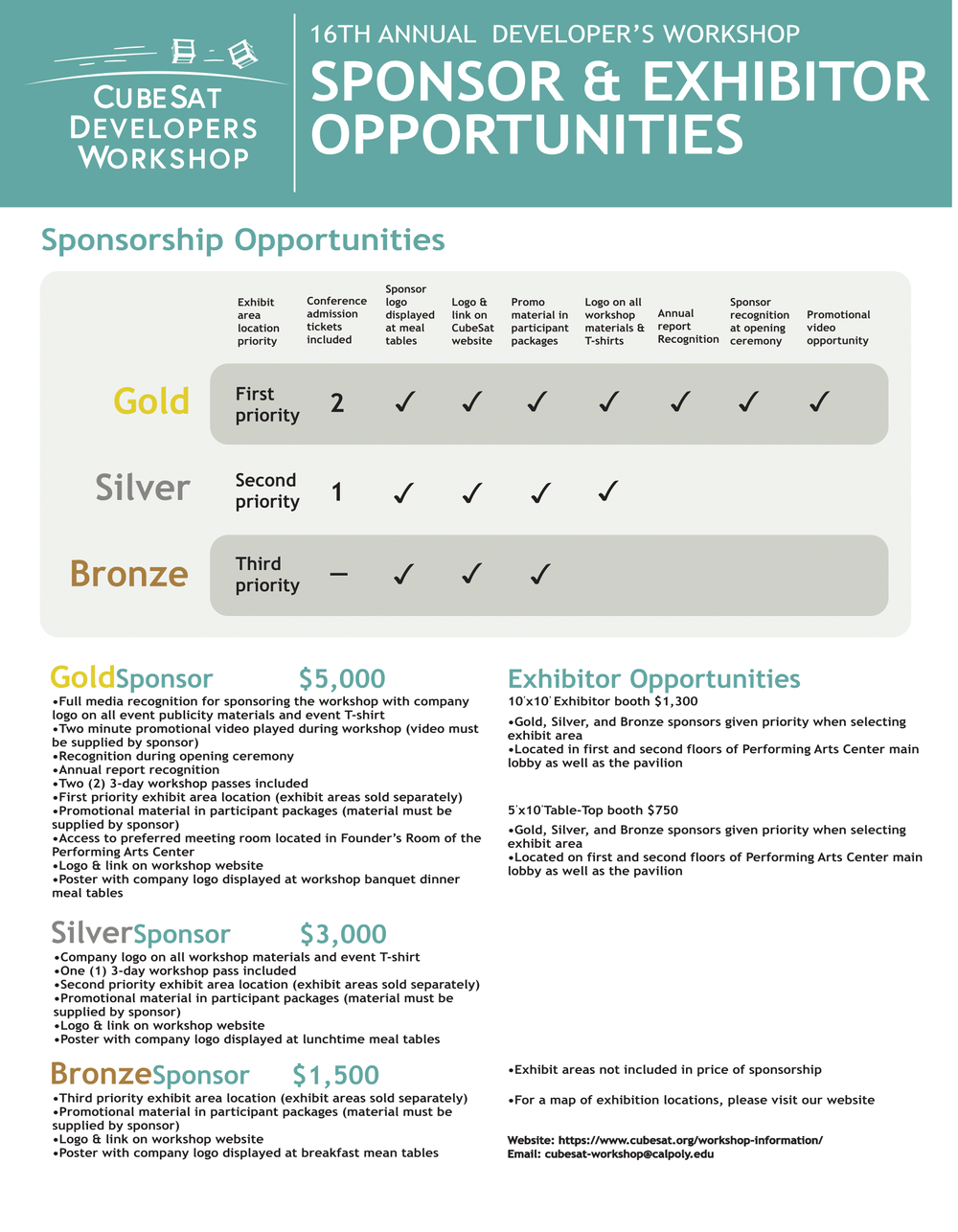 2019 Workshop Information — CubeSat