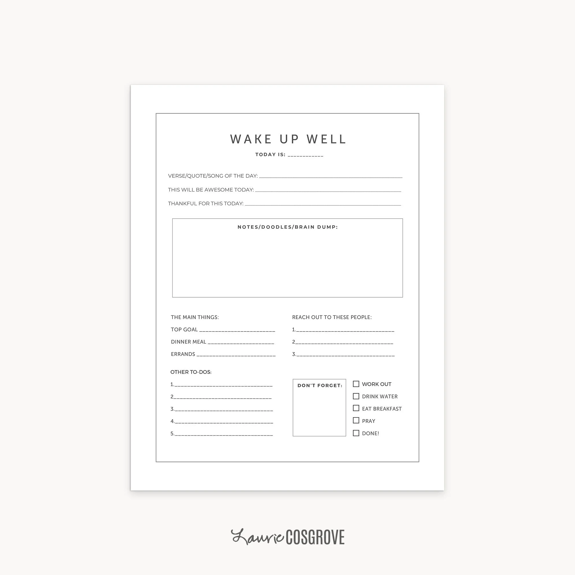 Wake Up Well — Laurie Cosgrove Design