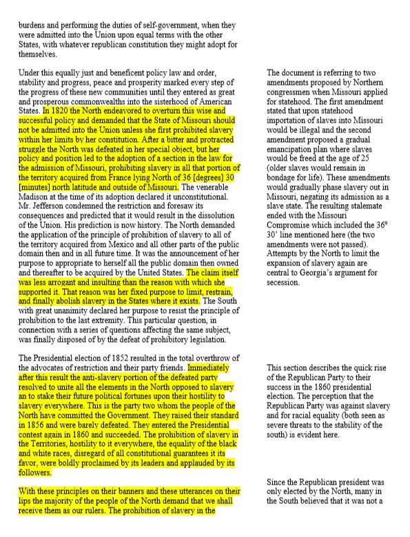 Secession Documents: Georgia — Civil Discourse