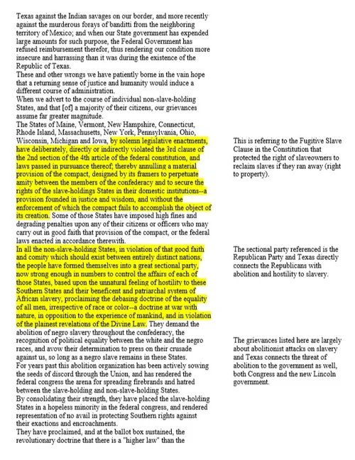 Secession Documents: Texas — Civil Discourse