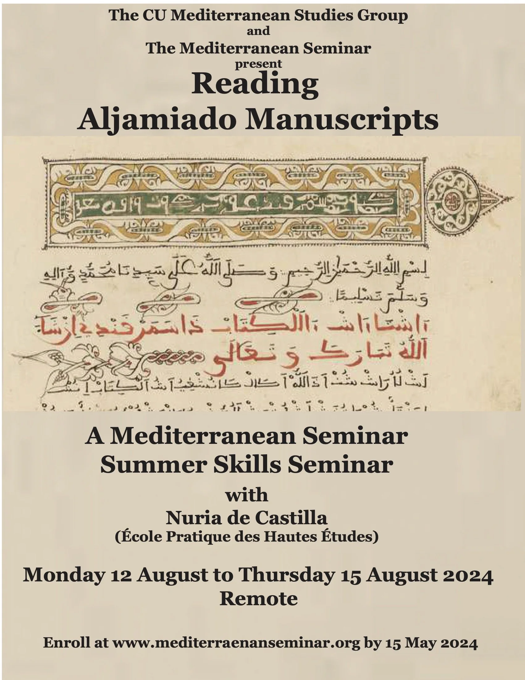 Overview - Reading Aljamiado (2024) — The Mediterranean Seminar