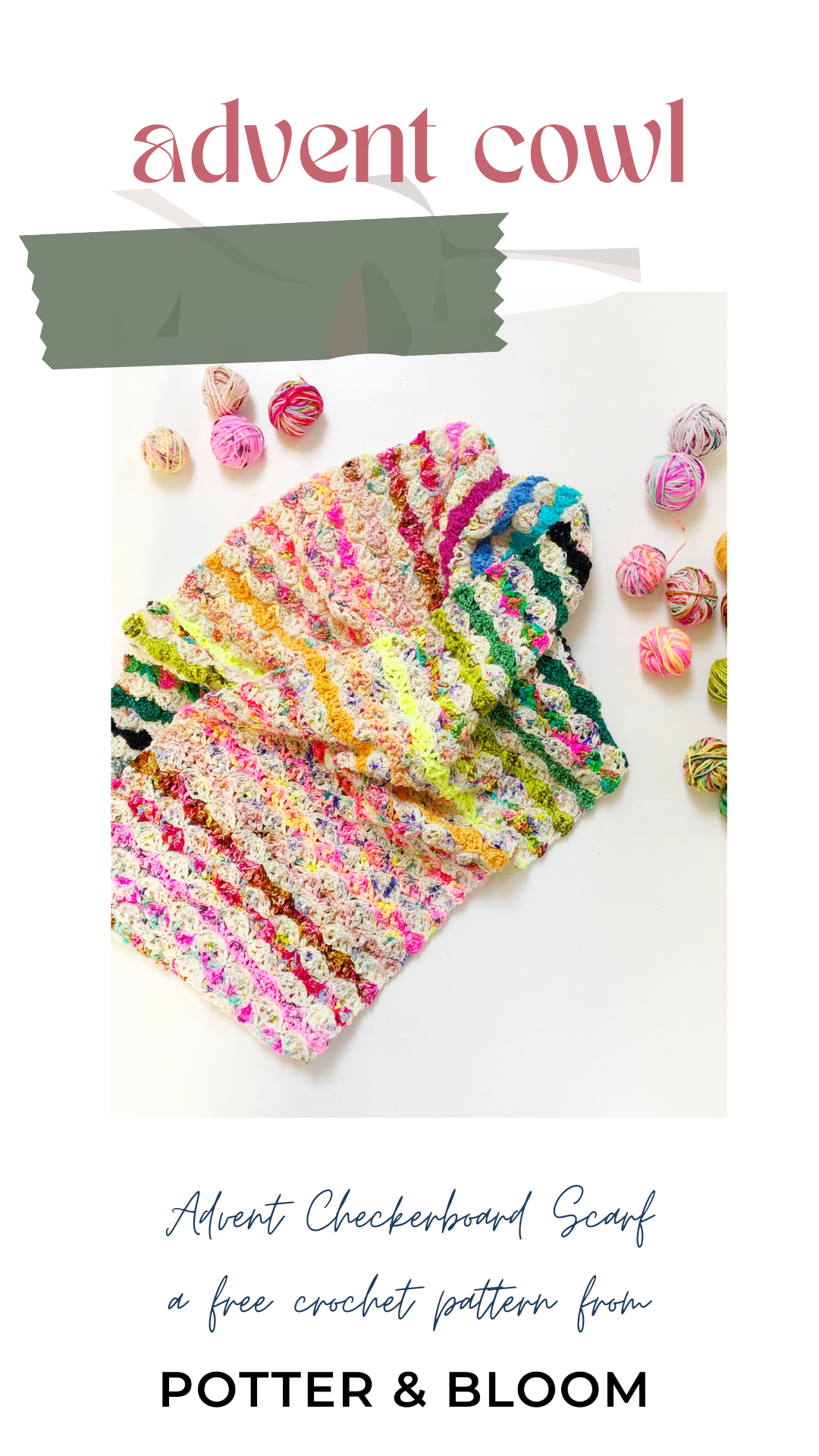 free crochet pattern | checkerboard advent cowl — Potter & Bloom