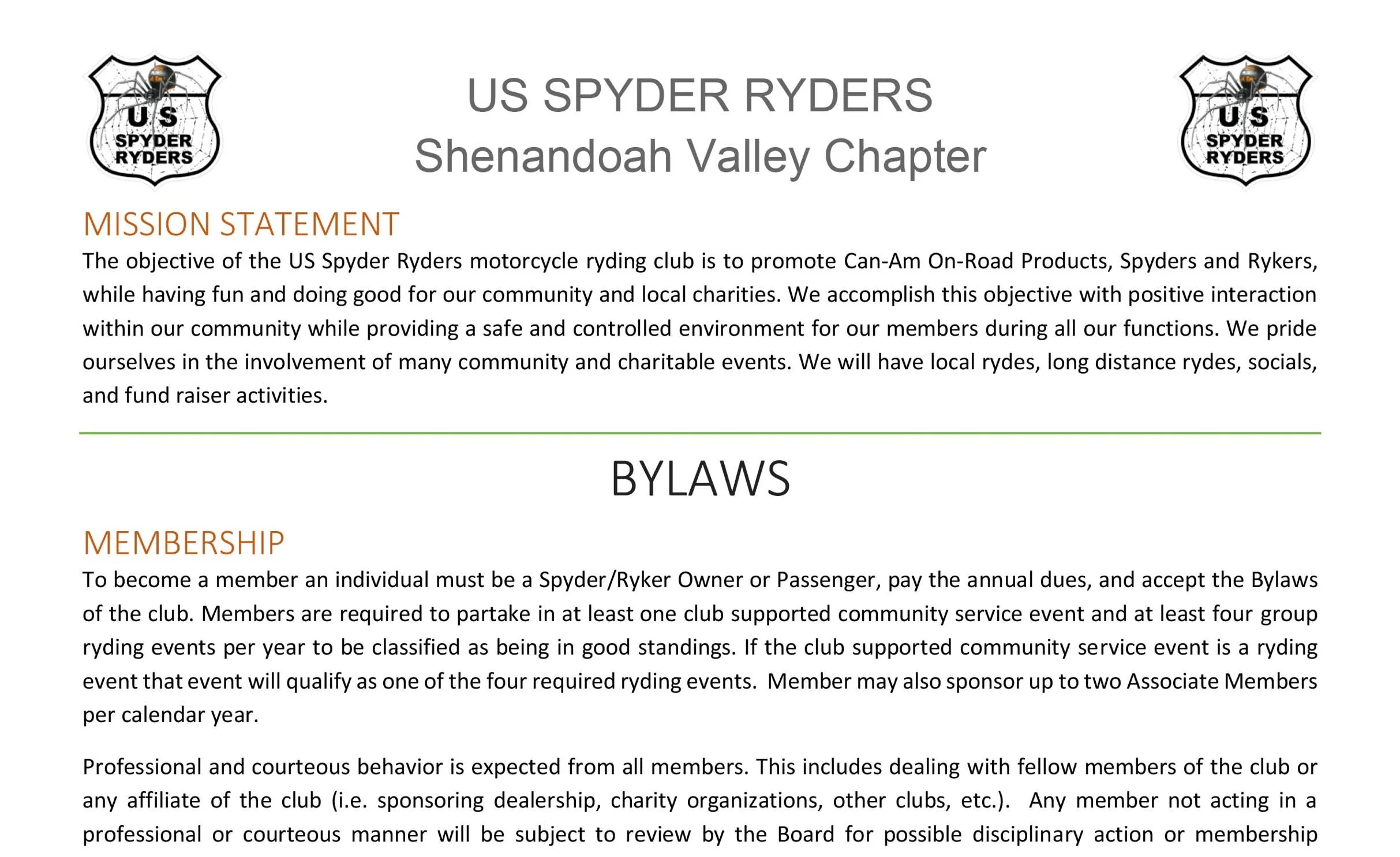 VA - Shenandoah Valley-Forms — US Spyder Ryders