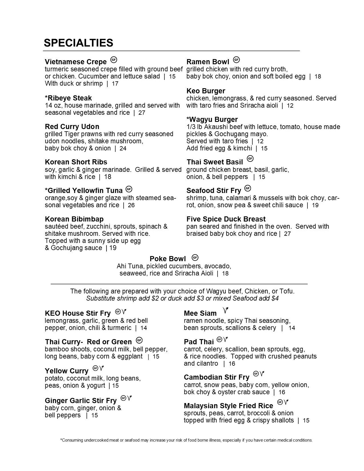 Dinner Menu — KEO Asian Cuisine | Tulsa Restaurant | Tulsa Thai Restaurant