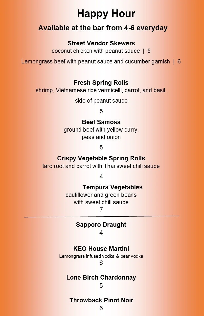 Happy Hour — KEO Asian Cuisine | Tulsa Restaurant | Tulsa Thai Restaurant