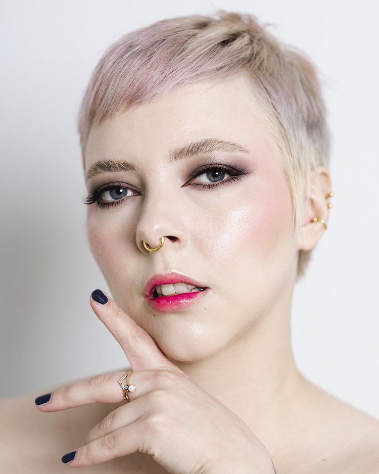 Silver Pink Pixie Hair and Fox Eye Makeup — Laura Loukola