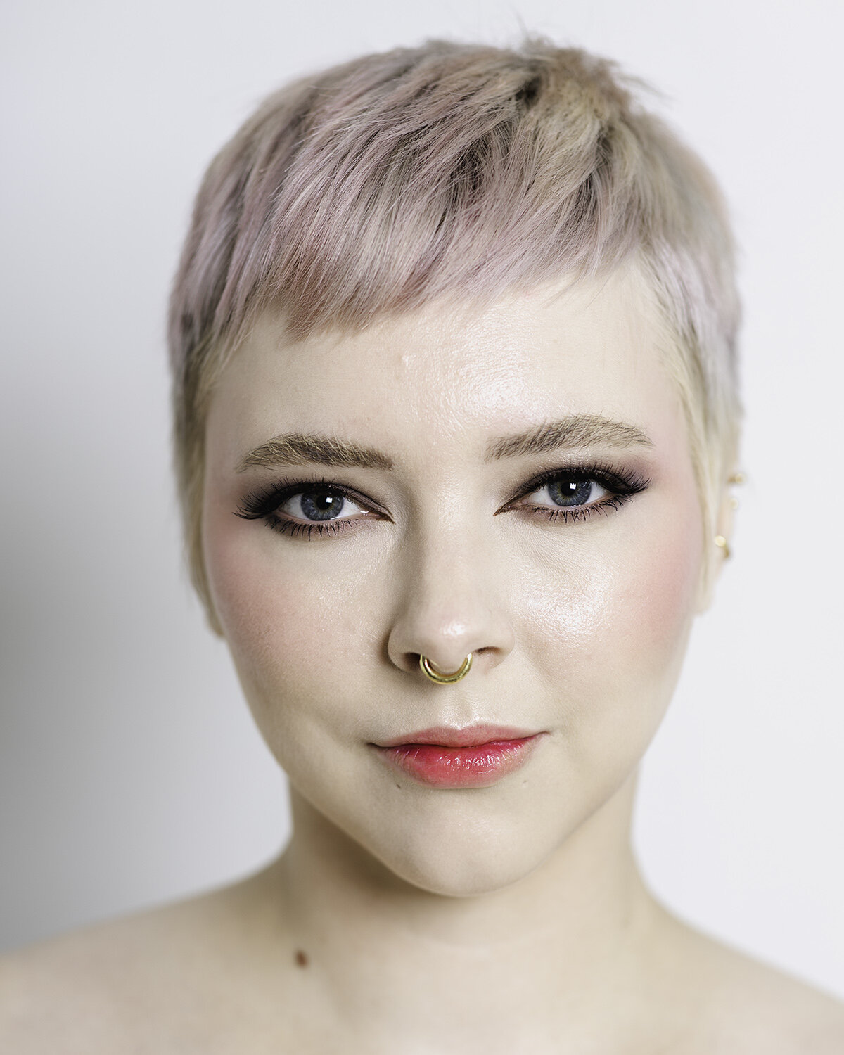 Silver Pink Pixie Hair and Fox Eye Makeup — Laura Loukola
