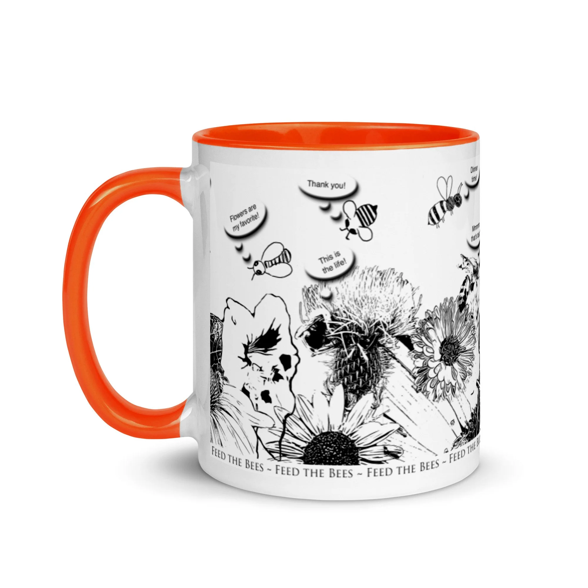White Mug, Feed The Bees Drawing — Daily Harvest Designs, LLC