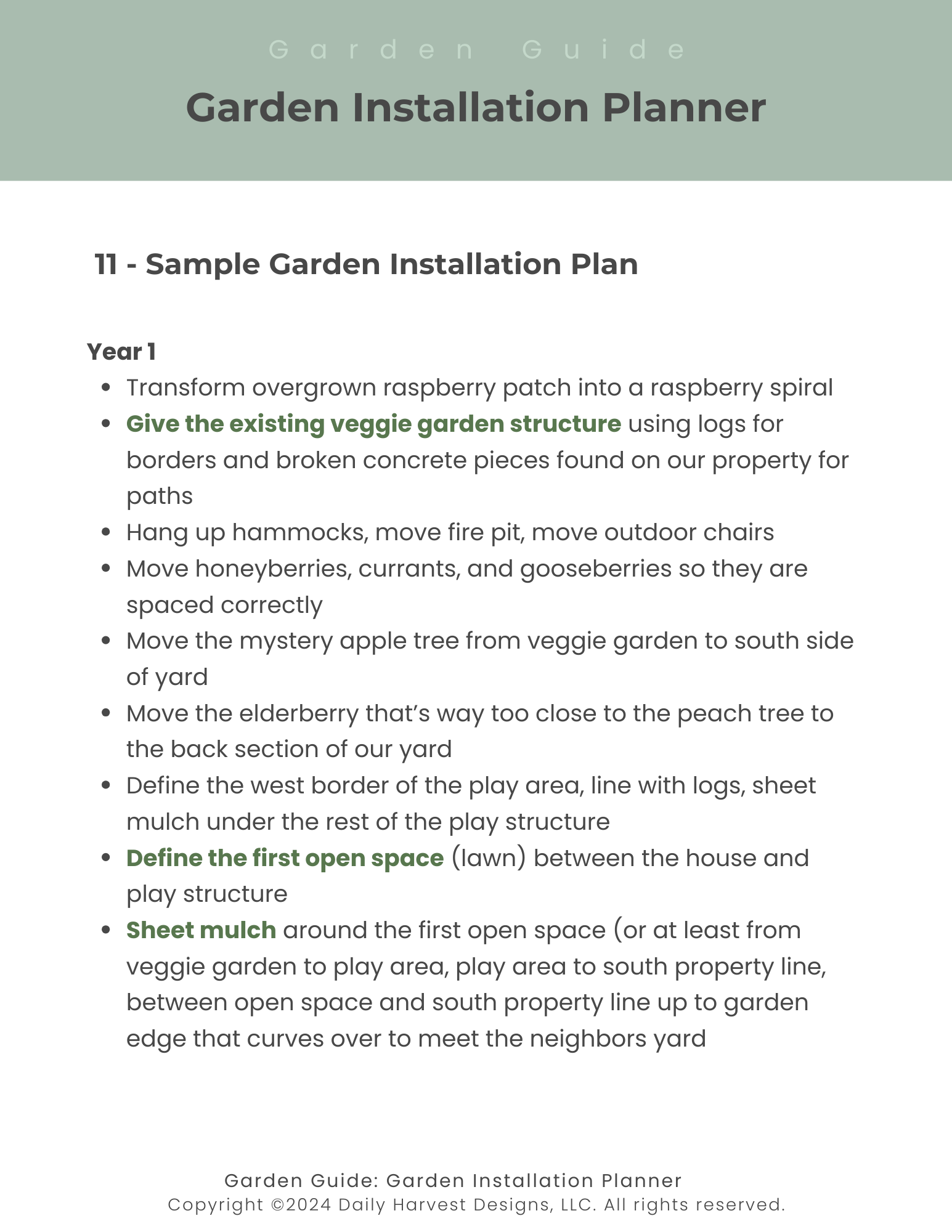 Garden Guide: Garden Installation Planner — Daily Harvest Designs