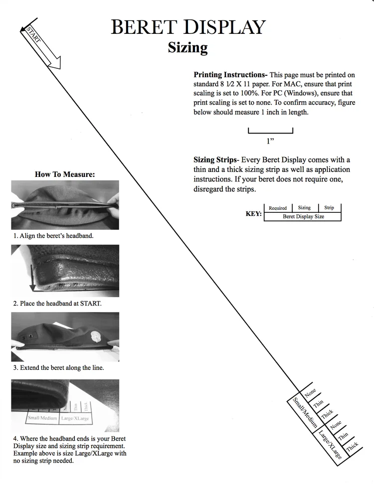 Beret Display — Sizing