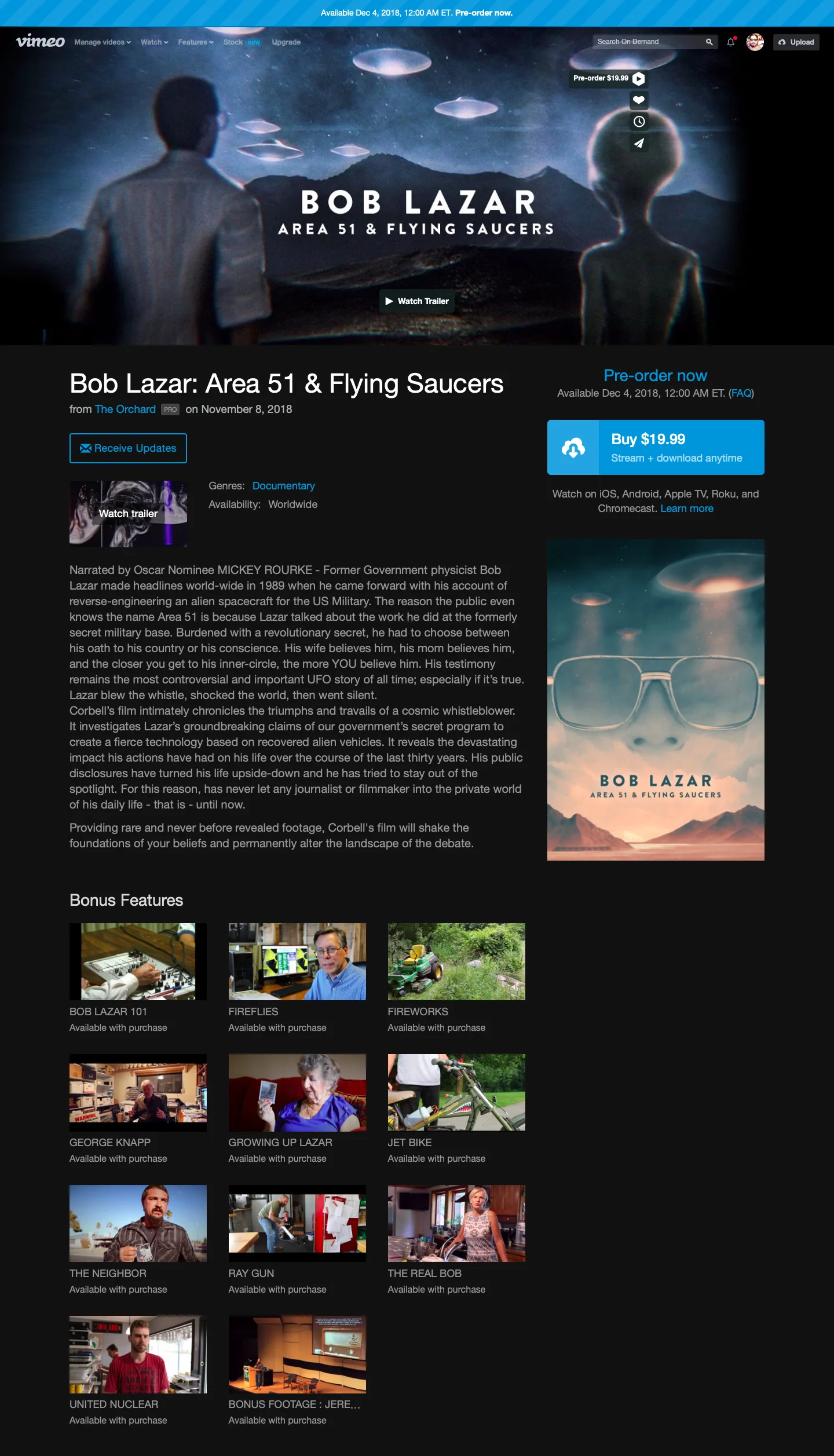 BOB LAZAR + FEATURE FILM