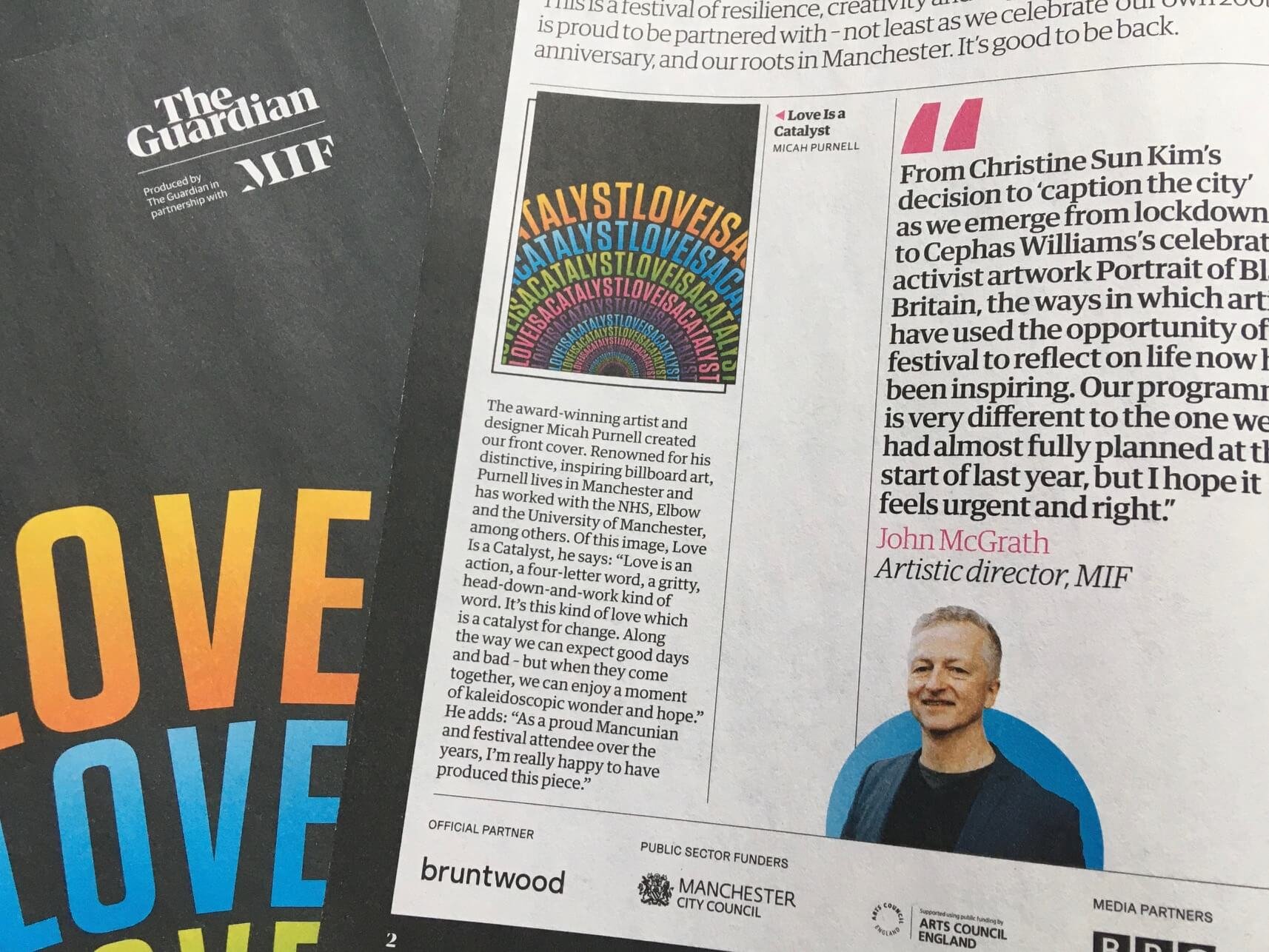 The Guardian bright & hopeful cover design