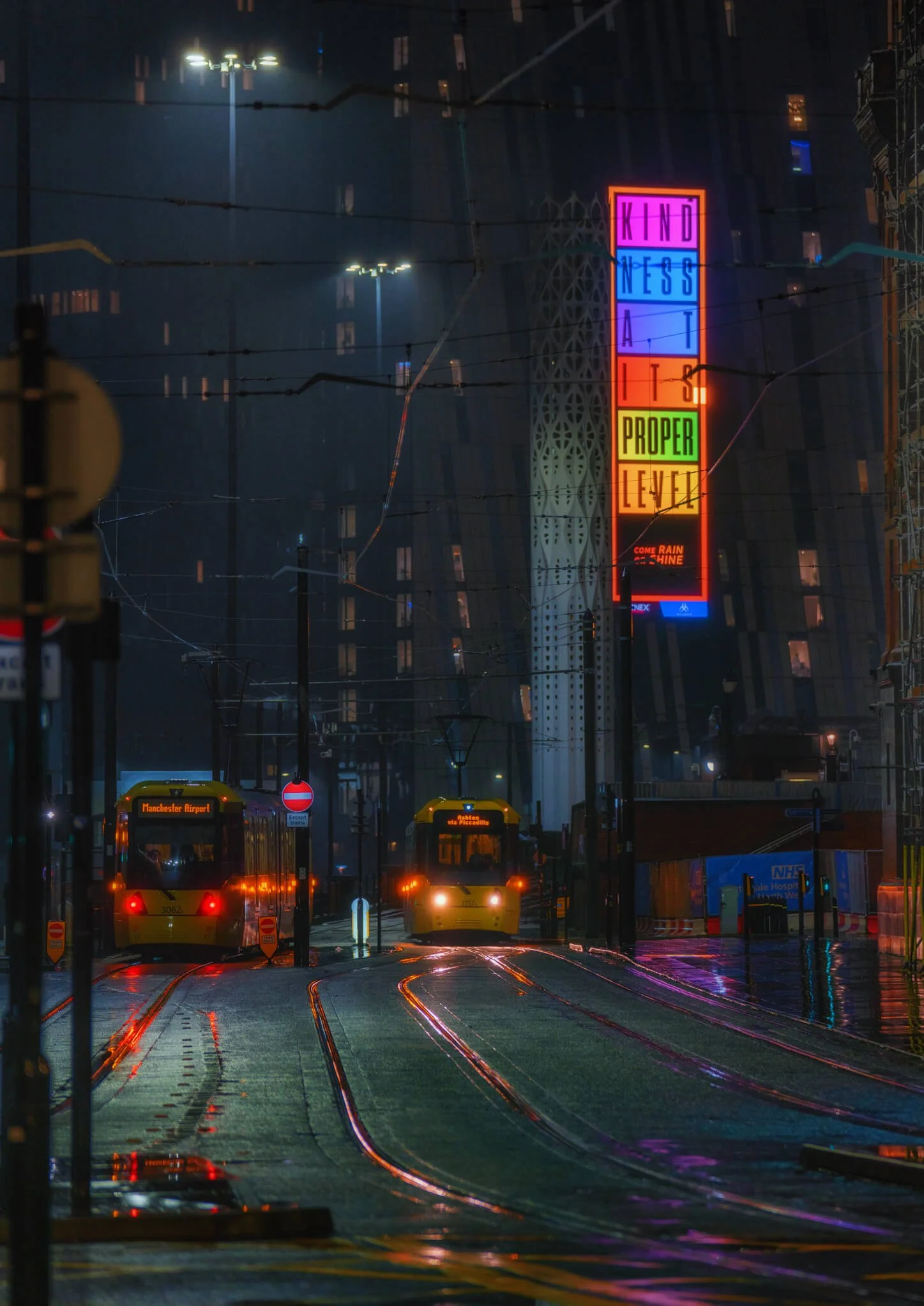 Vibrant heartfelt public message on the Axis Tower