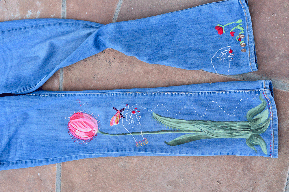 PAINTING AND EMBROIDERING ON DENIM — Pam Ash Designs