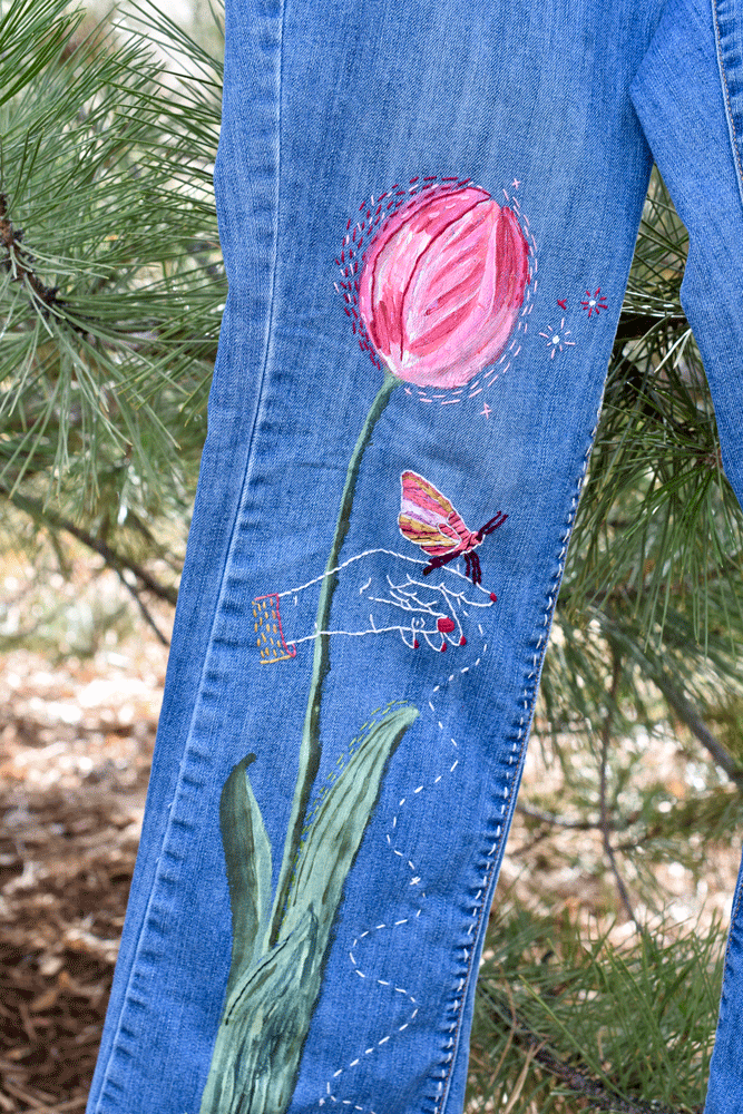PAINTING AND EMBROIDERING ON DENIM — Pam Ash Designs