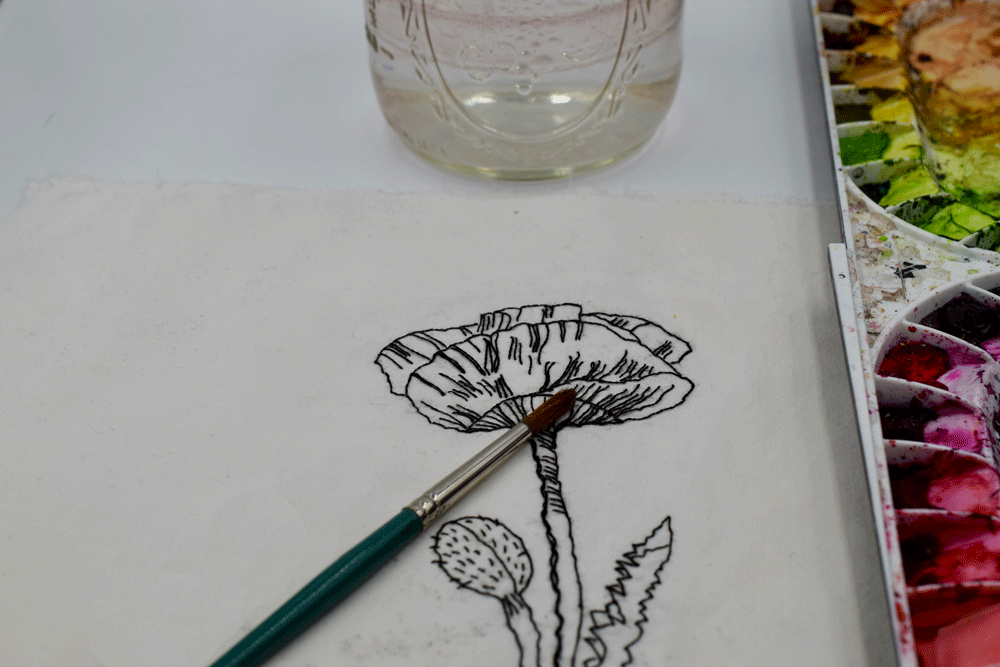 EMBROIDERED LINE DRAWING AND A SPLASH OF WATERCOLOR. — Pam Ash Designs
