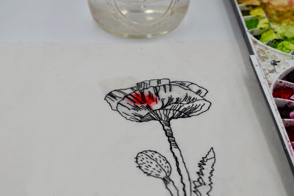 EMBROIDERED LINE DRAWING AND A SPLASH OF WATERCOLOR. — Pam Ash Designs
