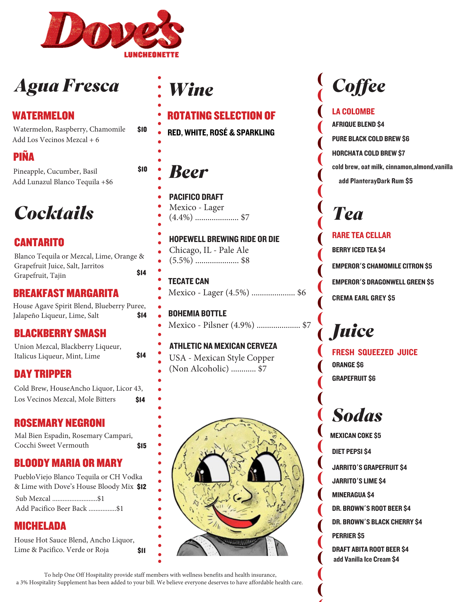 Menu — Dove's Luncheonette Chicago