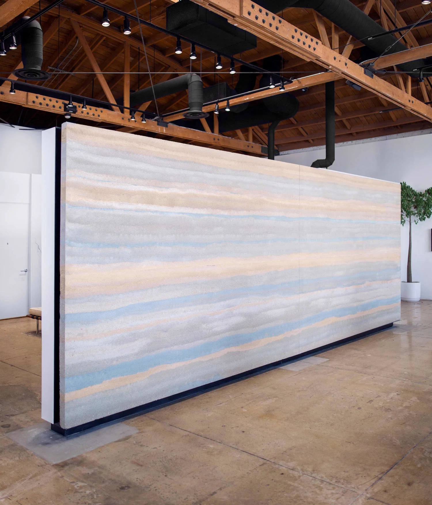Interior Rammed Earth Panels - Thinner Prefab Panels And A Cool Blue Hue