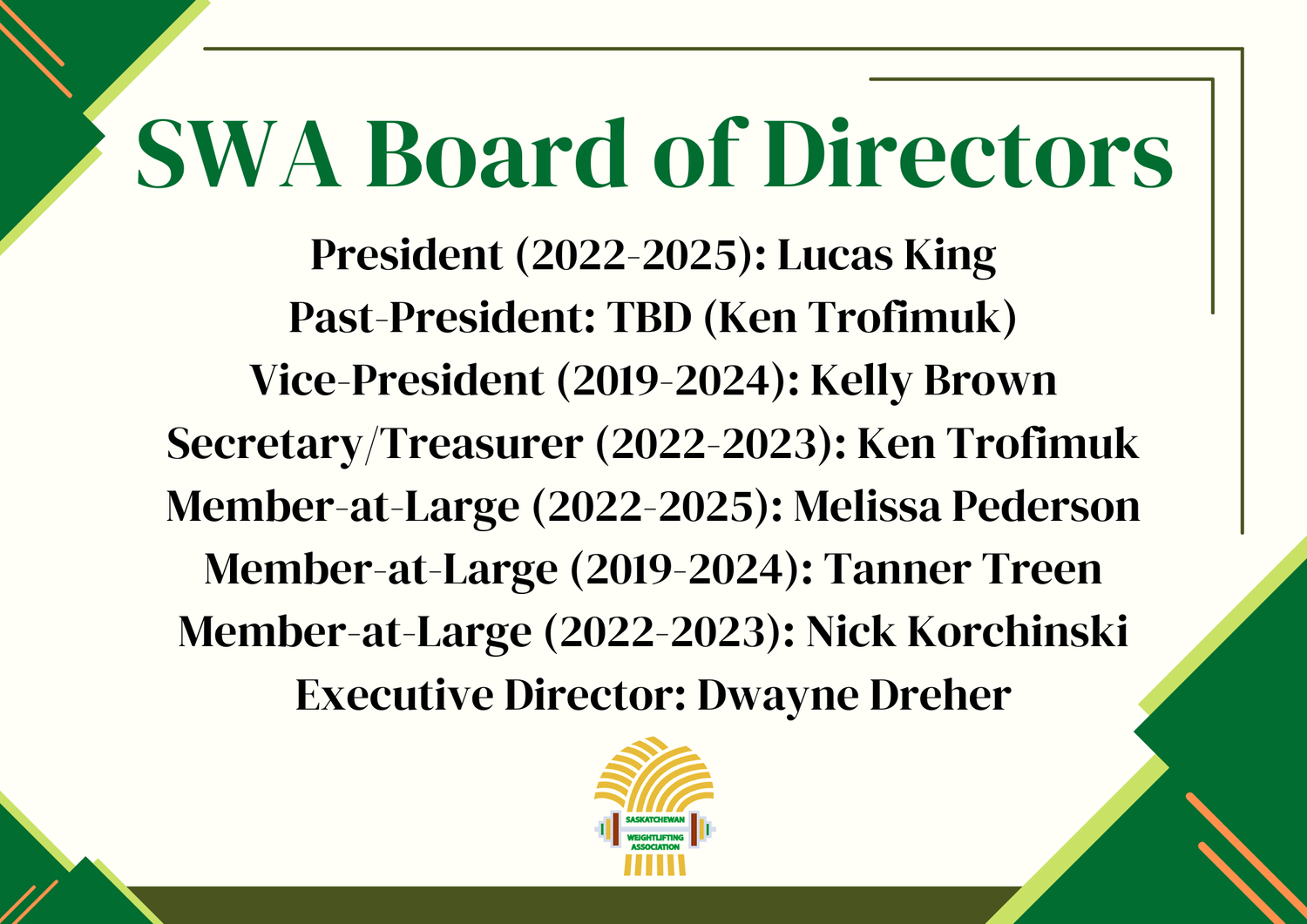 SWA Board Members — Saskatchewan Weightlifting Association