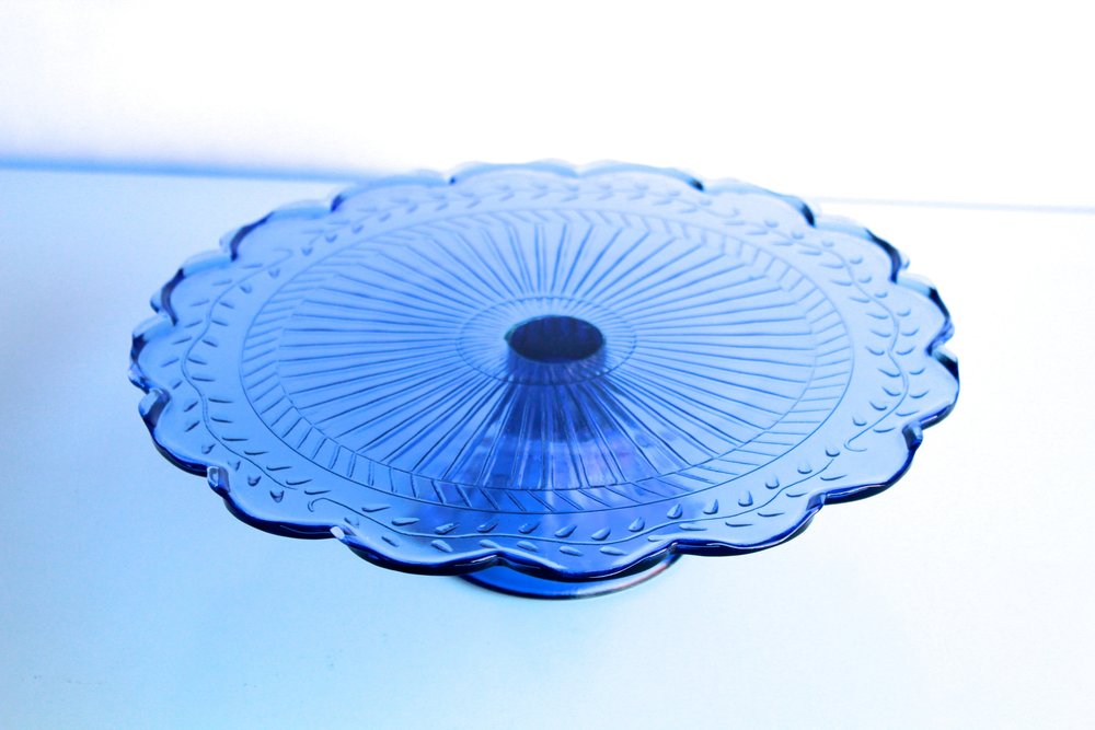 Blue Cake Stand Plate — Otis + Pearl Partywares Vintage Event Rentals ...