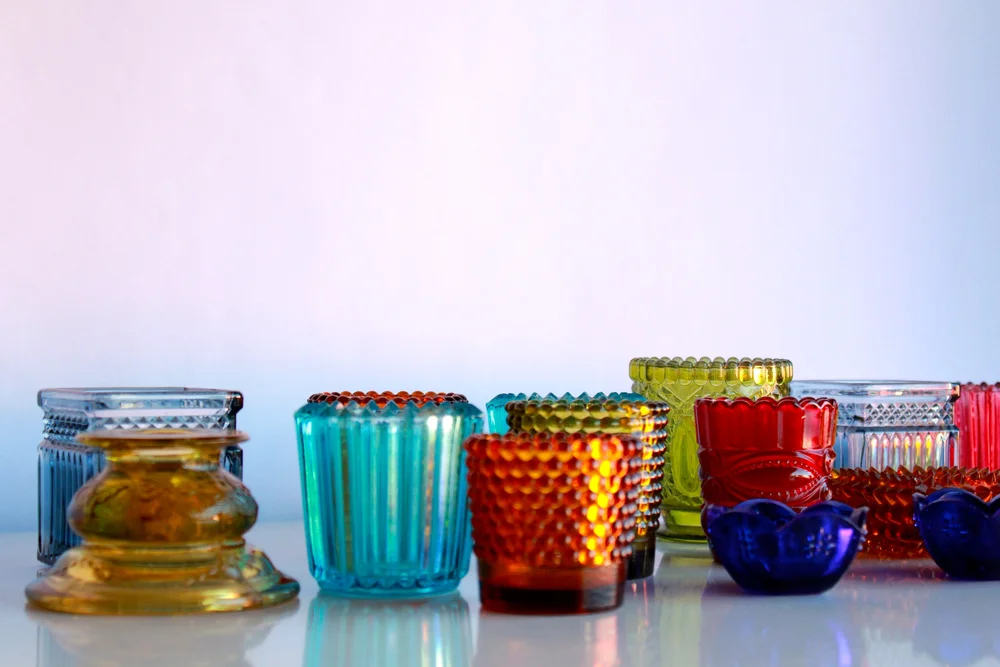 Colored glass votives — Otis + Pearl Partywares Vintage Event Rentals ...