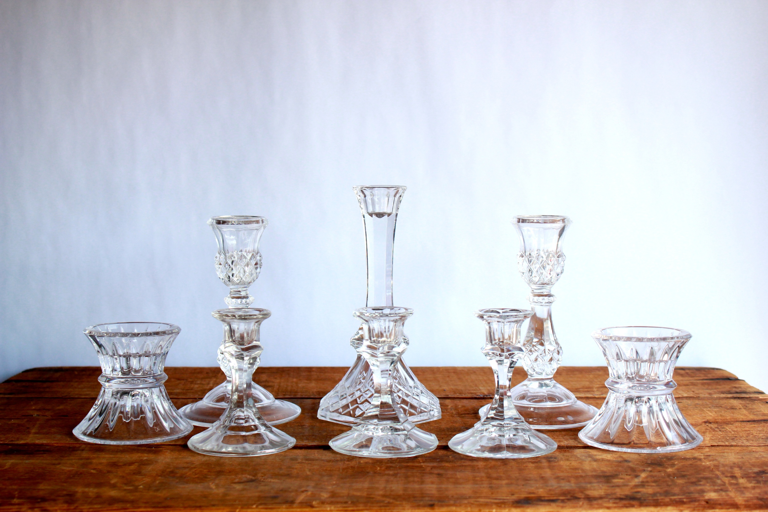 Glass candle sticks — Otis + Pearl Partywares