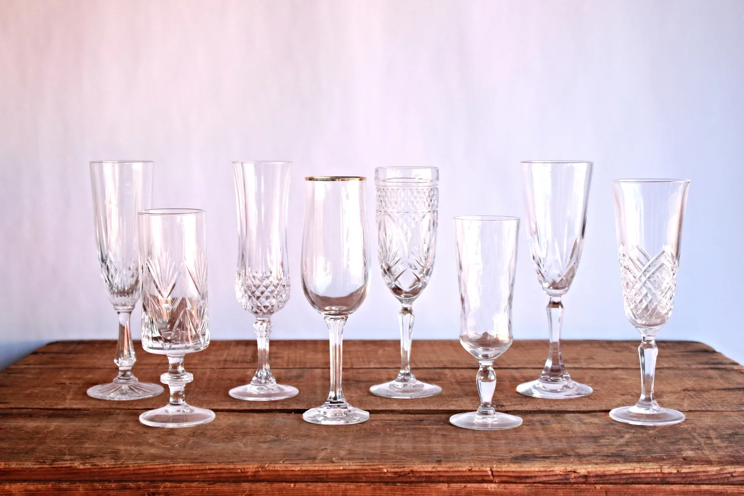 Clear Champange Flutes — Otis + Pearl Partywares Vintage Event Rentals ...