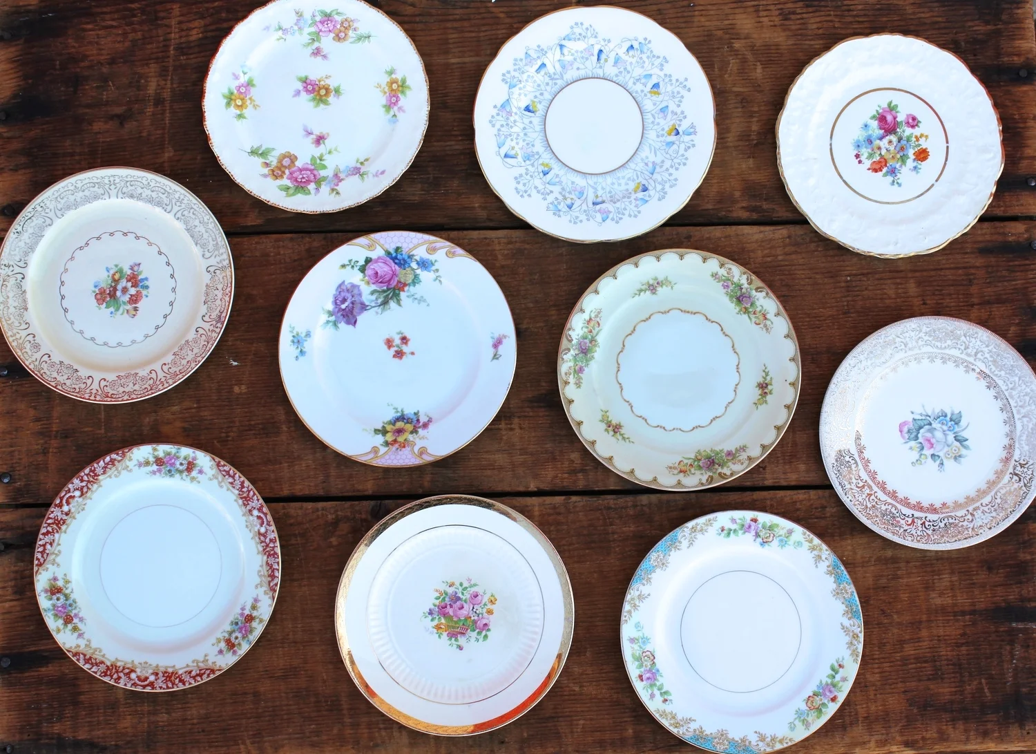 Mixed Floral Dessert Plates — Otis + Pearl Partywares Vintage Event ...