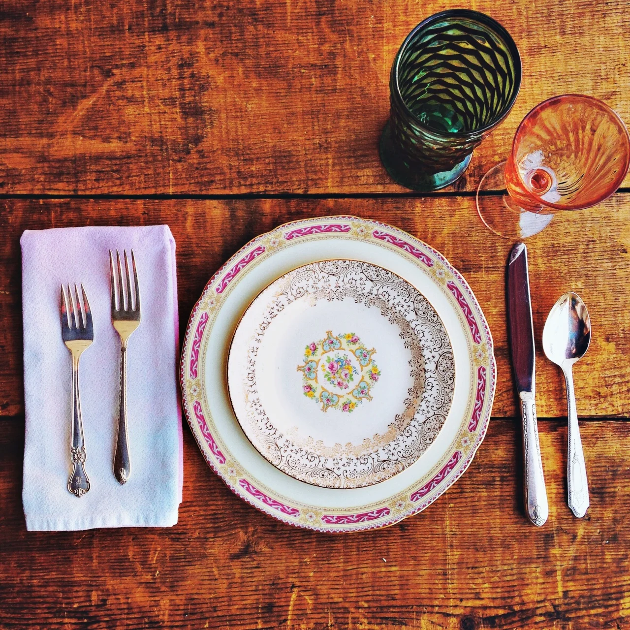 Golden Floral Salad Plates — Otis + Pearl Partywares