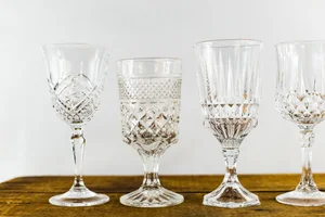 clear water goblets — Otis + Pearl Partywares Vintage Event Rentals ...