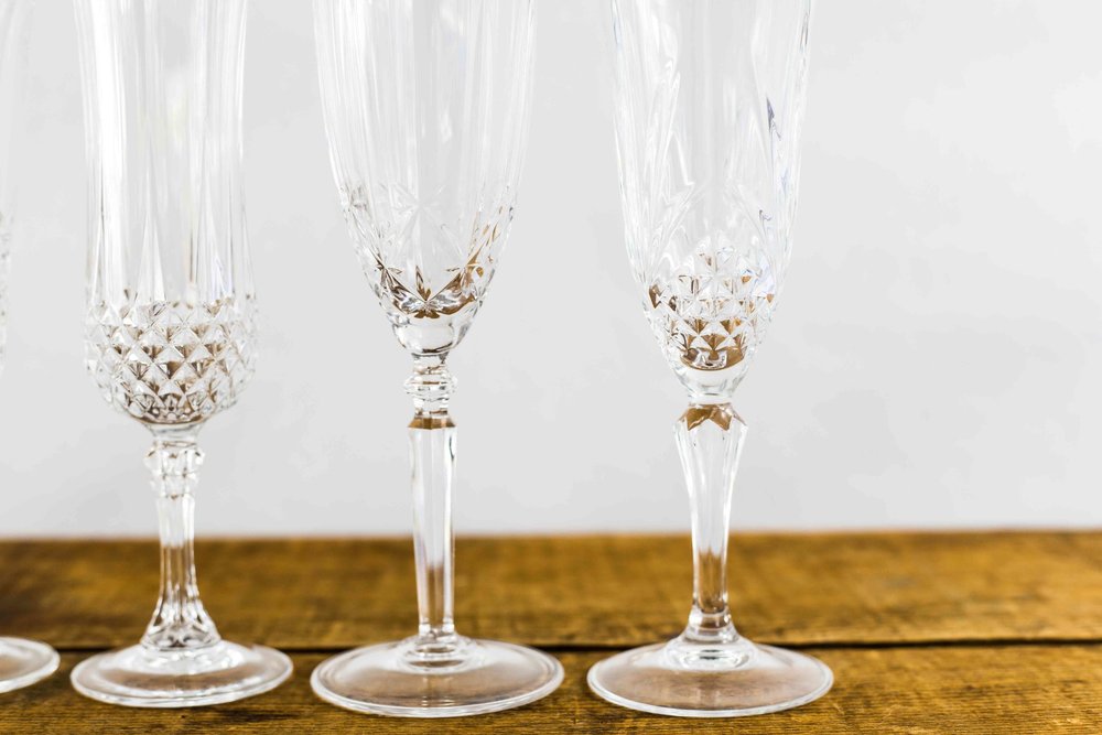 Clear Champange Flutes — Otis + Pearl Partywares Vintage Event Rentals ...