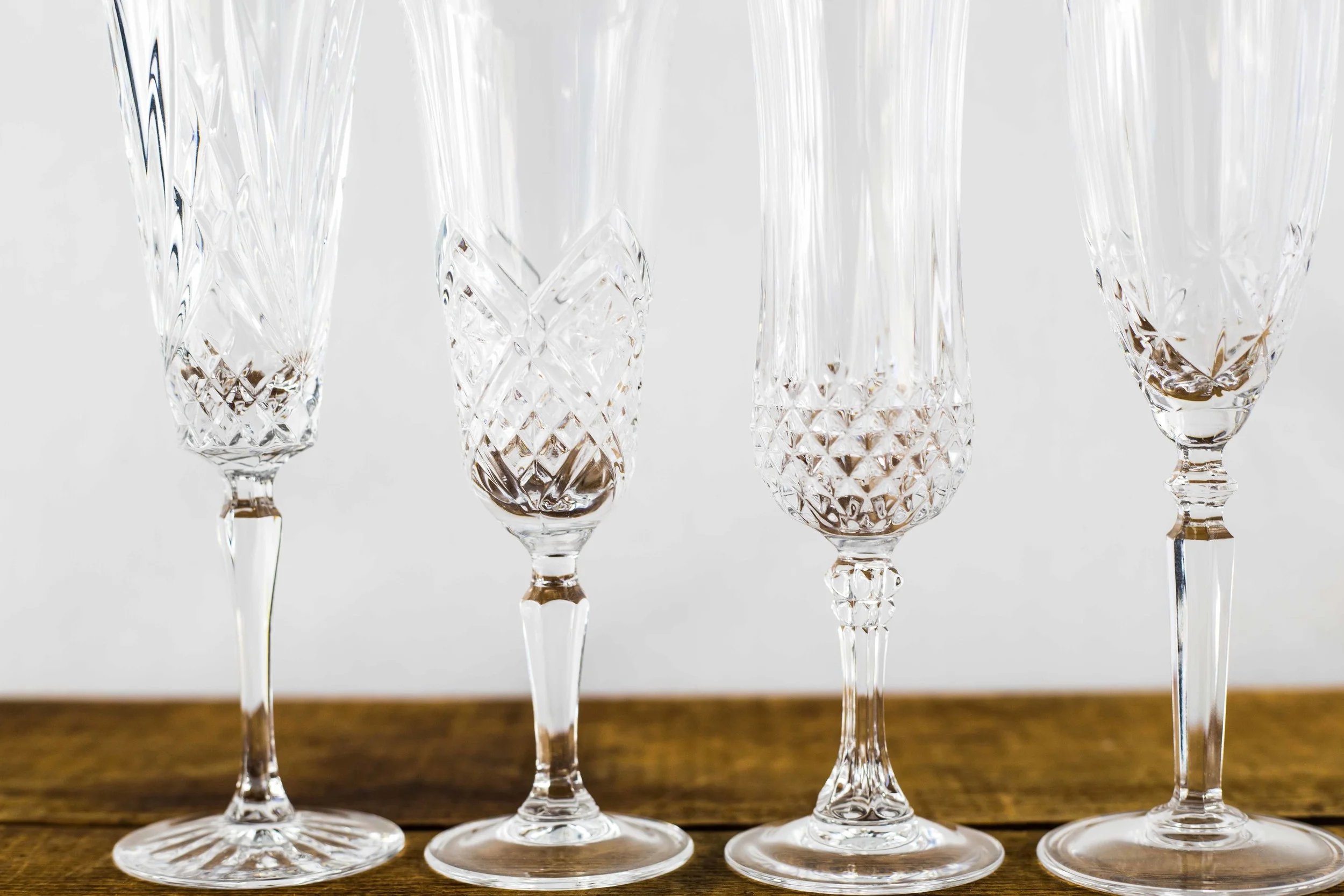 Clear Champange Flutes — Otis + Pearl Partywares Vintage Event Rentals ...