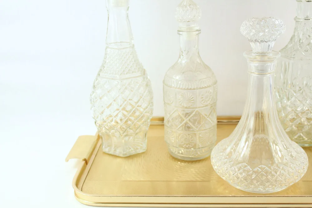Clear Glass Decanters — Otis + Pearl Partywares Vintage Event Rentals ...