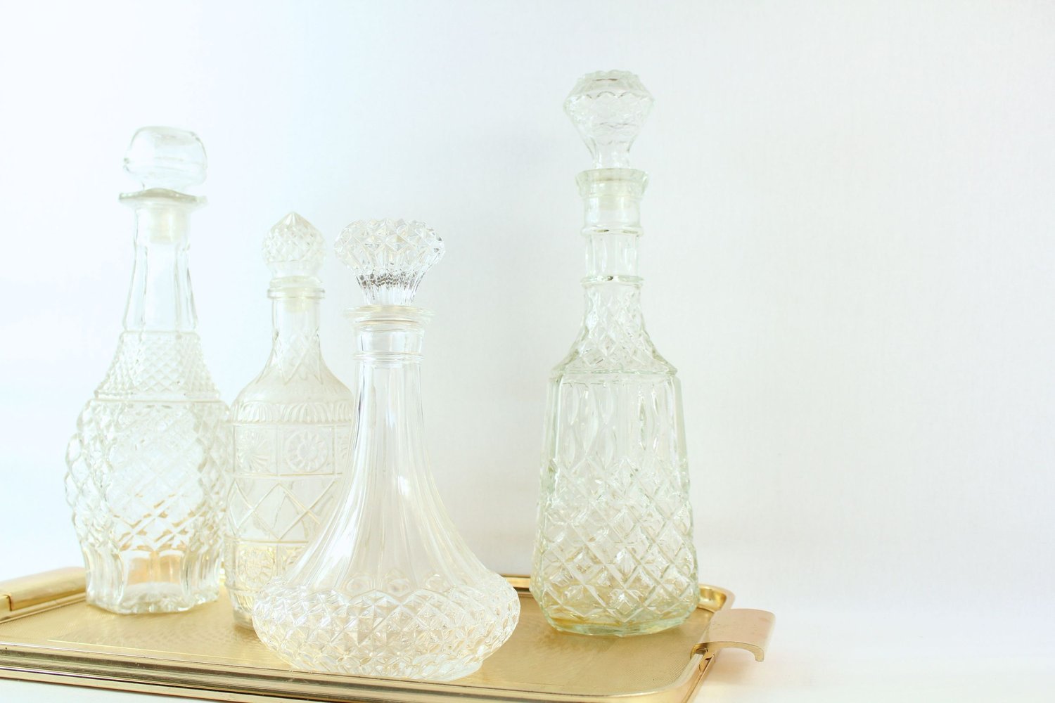 Clear Glass Decanters — Otis + Pearl Partywares Vintage Event Rentals ...