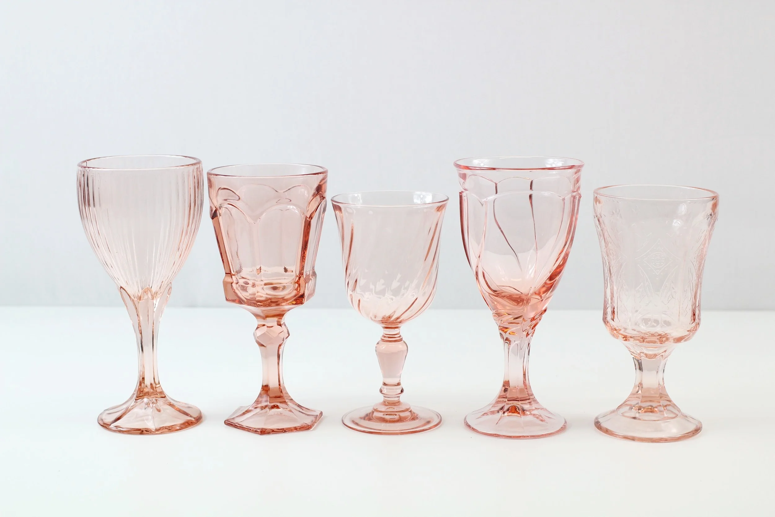 Pink Glass Goblets — Otis + Pearl Partywares Vintage Event Rentals ...