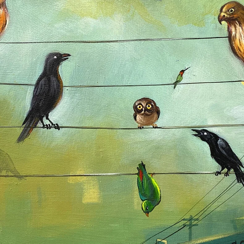Birds On A Wire Painting