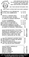 MENUS — Pizzicletta