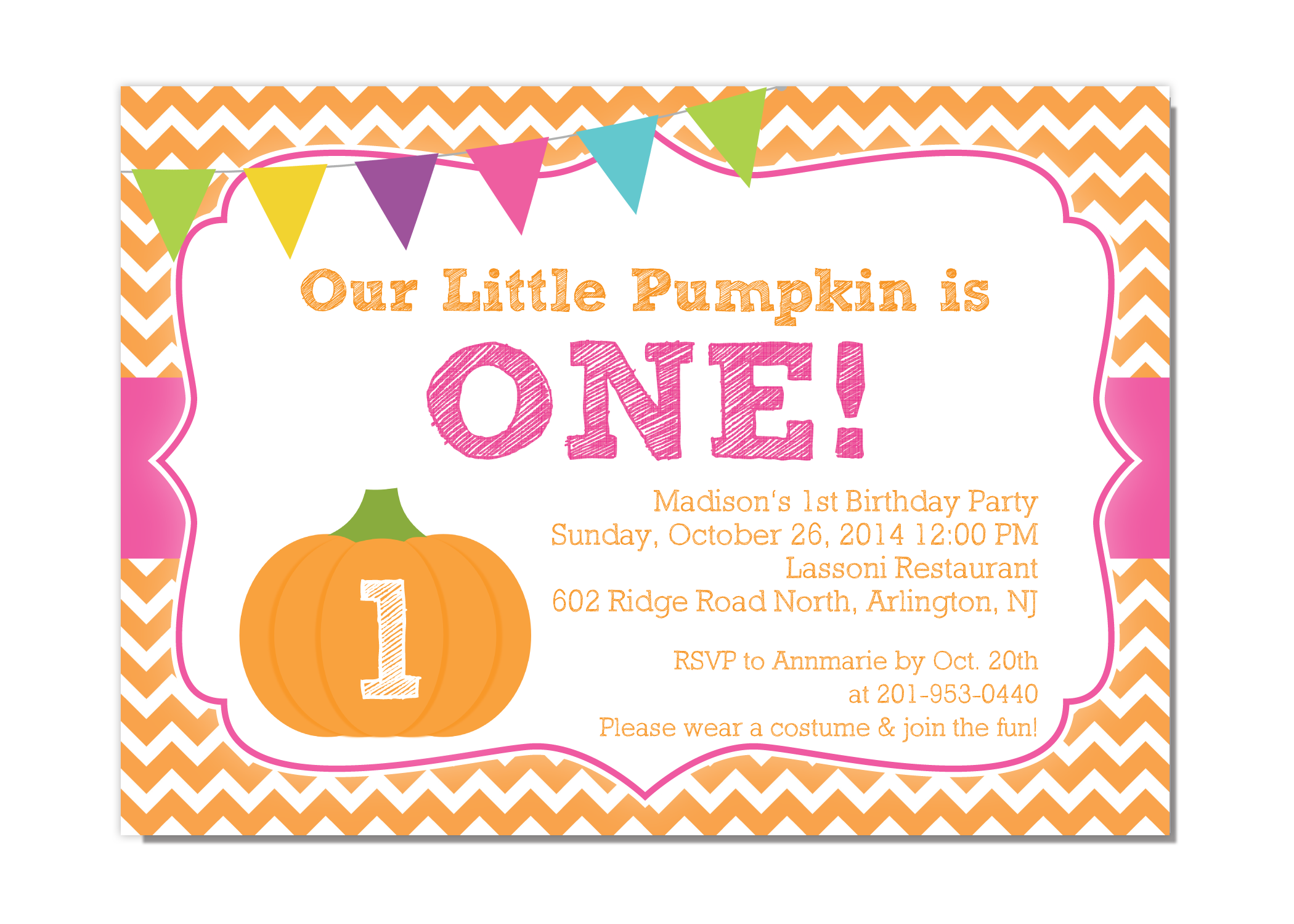 Our Little Pumpkin Girl First Birthday Party Invitation our-little-pumpkin-girl-first-birthday-party-invitation