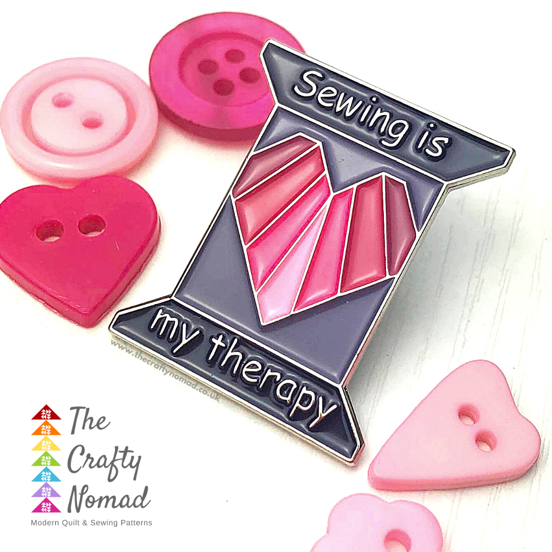 Rainbow Sewing is my Therapy enamel Pin badge — The Crafty Nomad ...