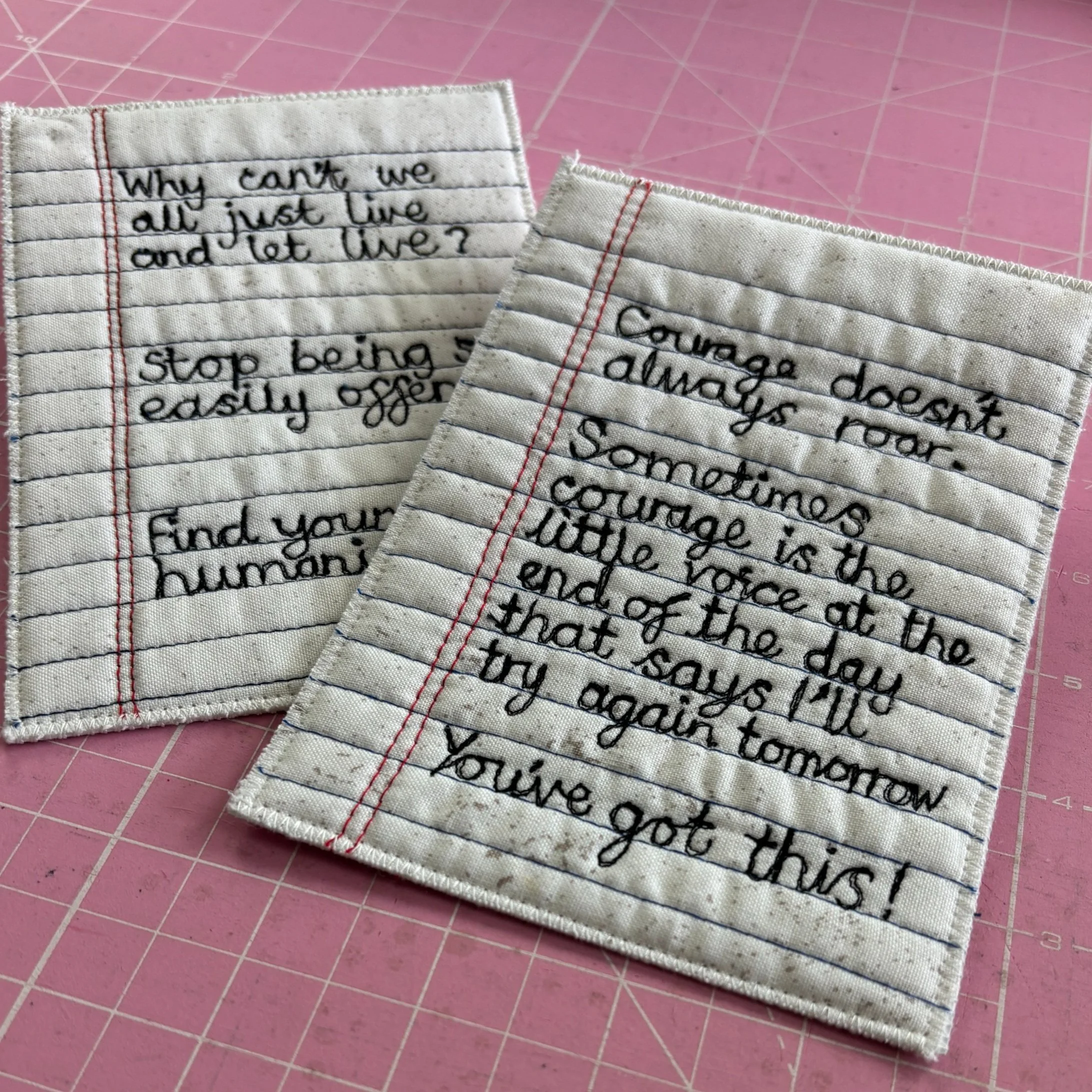 Free Motion Words: Notebook Messages - Quilt Class — Online Quilt ...
