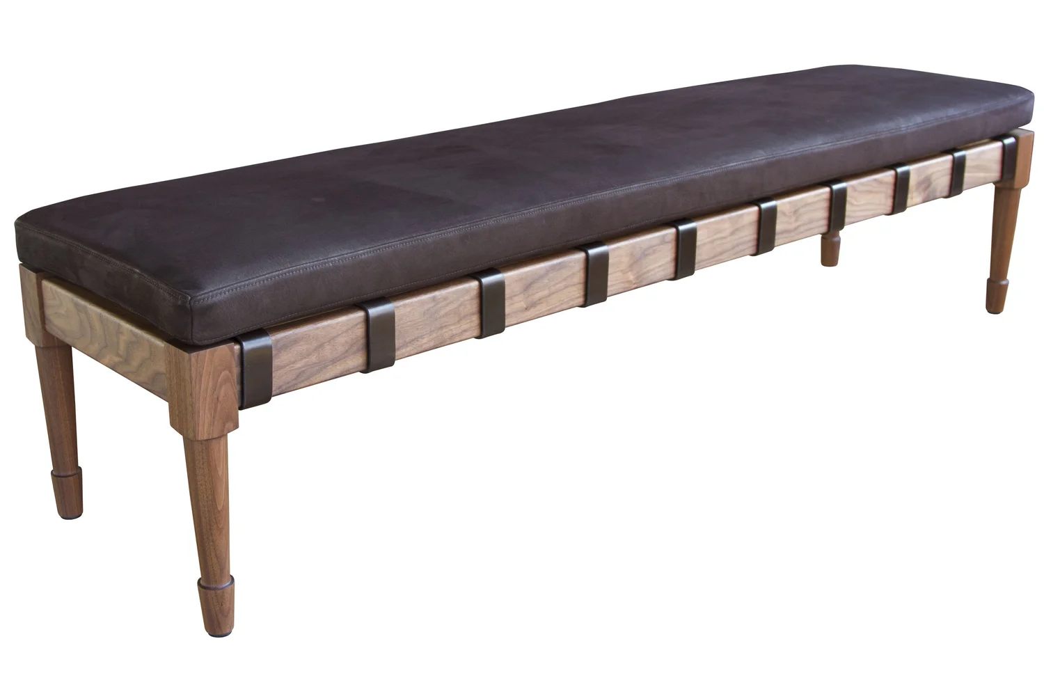 Jasper Bench — Upholstered Campaign Bench with Leather Strapping ...