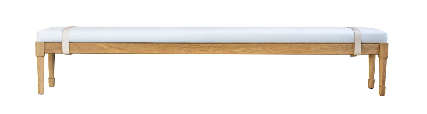 Jasper Bench — Upholstered Campaign Bench with Leather Strapping ...