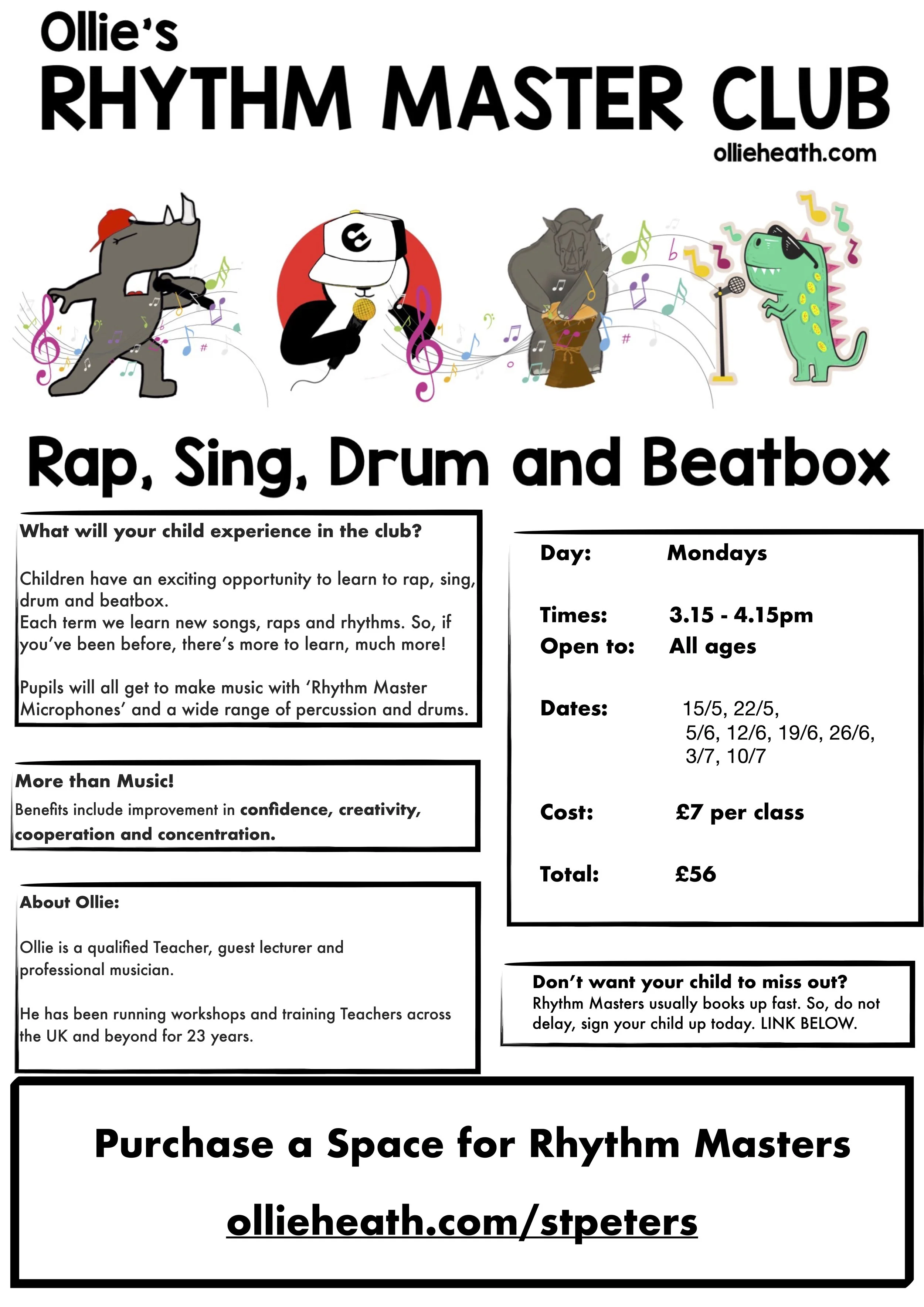 Rhythm Master Club at St. Peter's - May - July 2023 — Ollie Heath