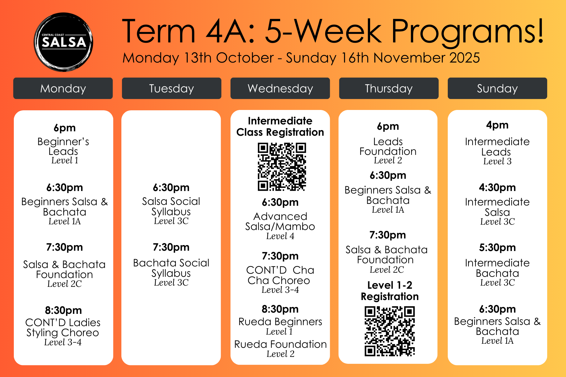 Timetable — Central Coast Dance